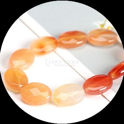 China Stylish Indian Agate Red Jasper Stone Loose Bead Strands Faceted Oval Shape Gemstone Bead for sale