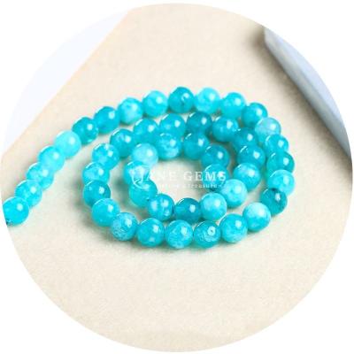 China Xinjiang Chalcedony Bead Strands Round Shape Stone for Jewelry in Amazonite Color for sale