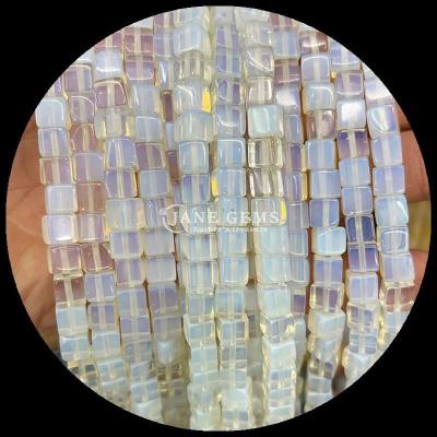 China Cube Square Shape Opalite Tiger's Eye Loose Bead Strands for Healing Energy for sale