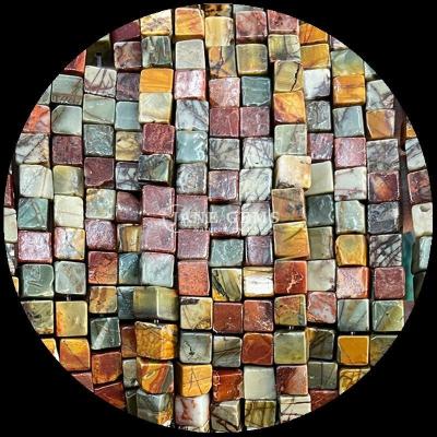 Китай Кубическая квадратная форма Естественный драгоценный камень бусы Красный бирюзовый Черный агат Свободные бусы для лечения и самодельного ювелирного ма продается