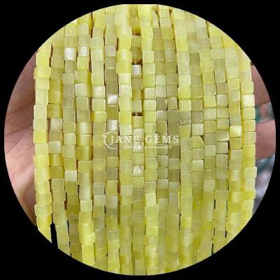 Chine Forme carrée cube Perle de pierre précieuse naturelle Citron Jade Rhodonite Franges de perles lâches pour la guérison et le bricolage bijoux Ma à vendre