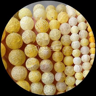 China Pedras preciosas de forma redonda contas amarelo azul agate temperado fios soltos para jóias DIY à venda