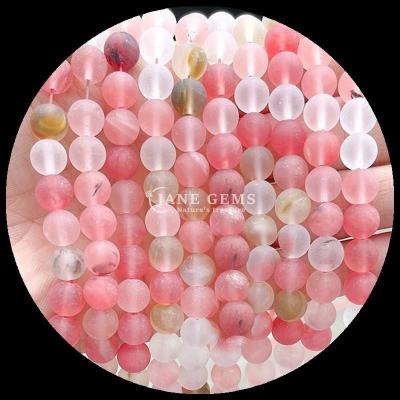 China Multi-color Gemstone Beads 8mm Various Frosted Loose Round Bead Strands for Bracelet and Necklace Making for sale