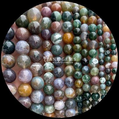 China Ronde vorm edelsteen kralen verschillende kleuren Indiase agaat unakite kristal helende steen losse kralen strengen voor uw juwelen maken behoeften Te koop