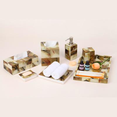 China Hotel resin product bathroom accessories resin towel tray/tissue box for sale
