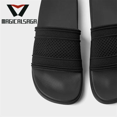 China Famous brand flyknit fabric material men slipper comfortable flip flops upper for sale