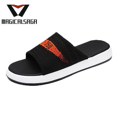 China Hot seling knitted men sandals beach flyknit material open toe slipper uppers for sale