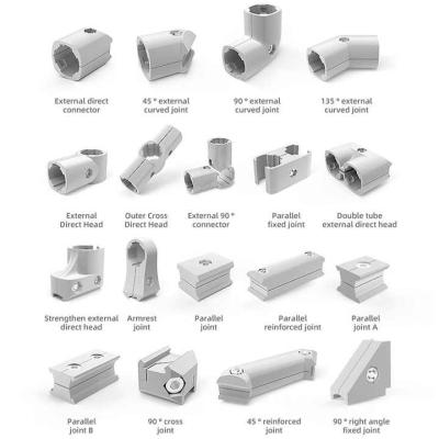 China Round Elbow Connector Third Generation Lean Tube Fitting Aluminum 90 Degree Fixed Inner Joint for sale