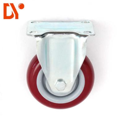 China 3 Inch Medium Duty Double Ball Bearing Fixed Rigid Caster Wheel Plate Casters for Hand Trolleys for sale