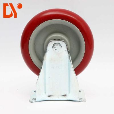China 4 Inch Medium Duty Fixed Caster Red PVC /PU Heavy Caster Wheels for sale