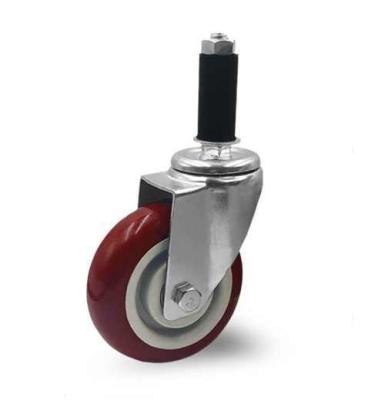 China 3 Inch Expansion Insert Casters 75MM PVC Caster Trolley Cart Wheel Swivel Industrial Castor With Stainless Steel Fork for sale