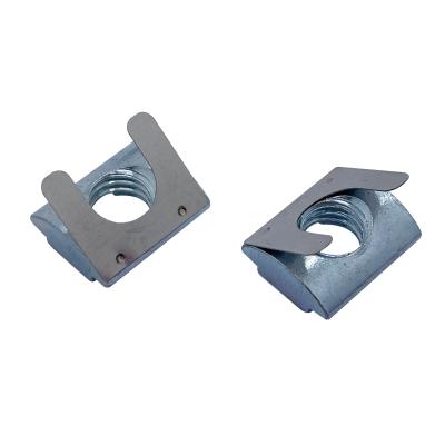 China 2020 3030 4040 Series Universal Aluminum Profile Fastener M4 M5 M6 M8 Roll-in Spring Leaf T Slot Nuts for sale
