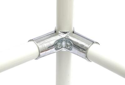 China Thickness 2.3mm HJ-2 Chrome-plated Metal Pipe Connector for OD 28mm Lean Pipe Warehouse Modular System for sale