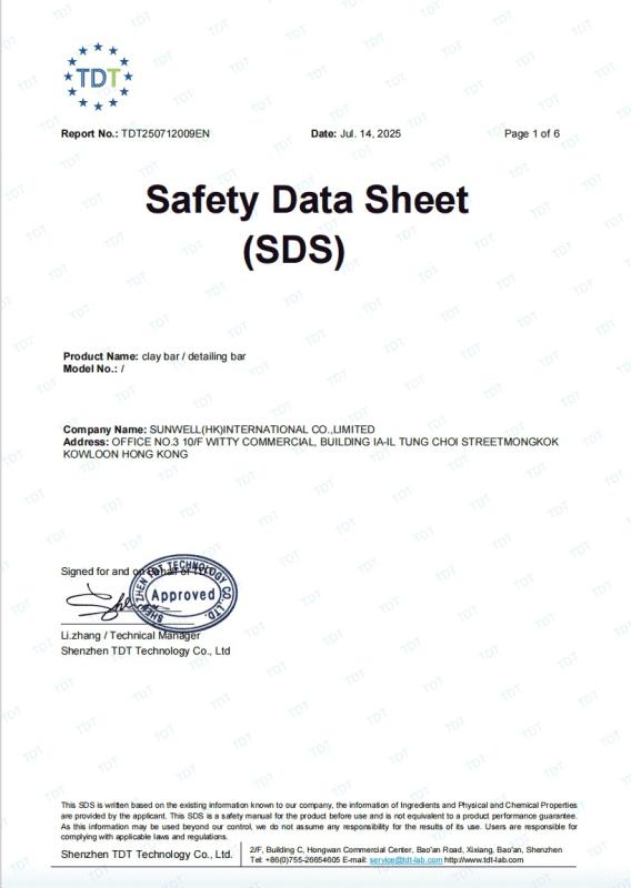 Safety Data Sheet - Shenzhen Sunwell Technology Co., Ltd.