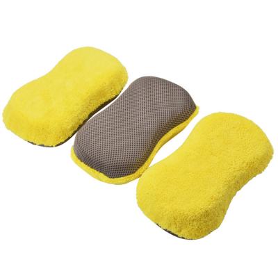 China Multipurpose Soft Car Washing Sponge With Coral Fleece Mesh Extra Absorbent No Scratches for sale