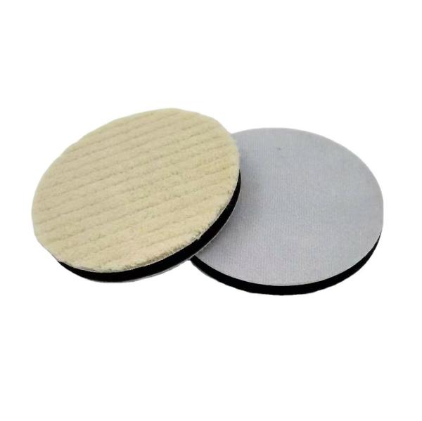 Quality OEM Durable Car Cleaning Tools Natural Wool Buffing Pad With Hook & Loop Backing for sale
