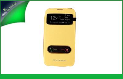中国 スクリーン窓とのギャラクシー ノート 2 N7100 のための黄色い Samsung の革電話箱 販売のため