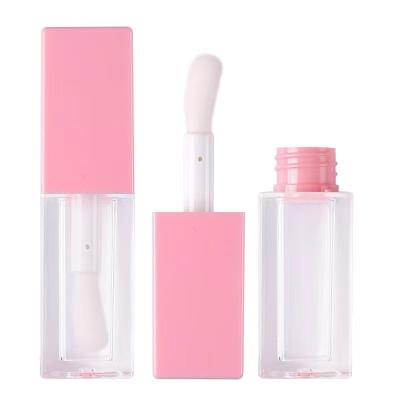 China 5ML Lip Gloss Tube Gradient Lip Gloss Empty Tubes Custom Logo Black Container With Brush for sale