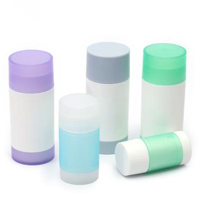 China Rotating Design 30g 50g 75g 100g PP Double Shell Body Fragrance Deodorant Stick Container for sale