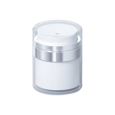 China Double Wall 15ml 30ml 50ml 100ml Top Liquid Outlet Silk Screen Press Type Airless Cream Jar for Personal Care Cream for sale