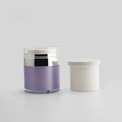 China 50gr Acrylic Airless Jar Bottle Replaceable Liner for Cosmetic Skincare Cream and Makeup with Plastic Cap for sale