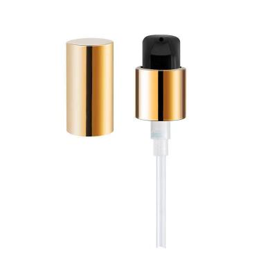 China 18/410 Golden Aluminum Dispenser Pump With Full Cover for Liquid Foundation Serum Essence Essential Oil for sale