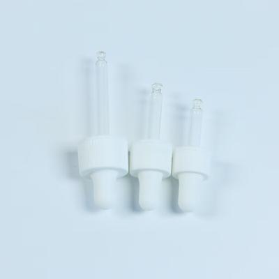 China Skincare Application Silicone Essential Oil Dropper Cap with Glass Tube 18mm 20mm for sale