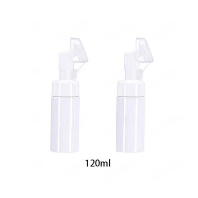 China 120ml PET Foam Pump Bottle with Clip Cap Brush Facial Cleanser for sale