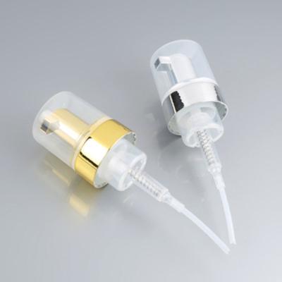 China 40mm 42mm Mousse Foam Pump Dispenser All Electroplated  Foam Facial Cleansers Gold Foam Pump for sale