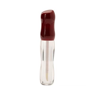 China Lip Gloss Bottles Hourglass Curved Shape Clear Lip Glaze Tubes with Applicator Wands Multi Glossy Red Brown Caps Refillable Lip Makeup Containers for Lip Oil Lip Gloss for sale