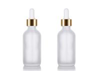 China Frosted Clear 60ml Empty Essential Oil Bottles with Gold Aluminum Dropper for Skin Care E Liquid for sale