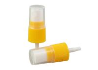 China 18 410 Fine Mist Sprayer Yellow PP Plastic 18mm Ribbed Surface for Perfume Cosmetics for sale