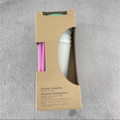 China Temperature Sense Gradient Drinking Cup 700ml 24oz Plastic With Straw And Lid for sale