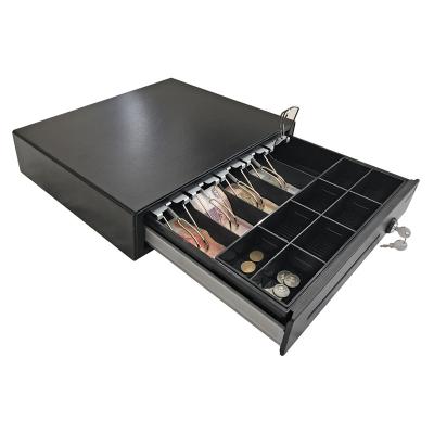 China Yuone classic 410 model heavy bearing metal roller cash drawer with removable shatter resistant cash tray cash box for sale