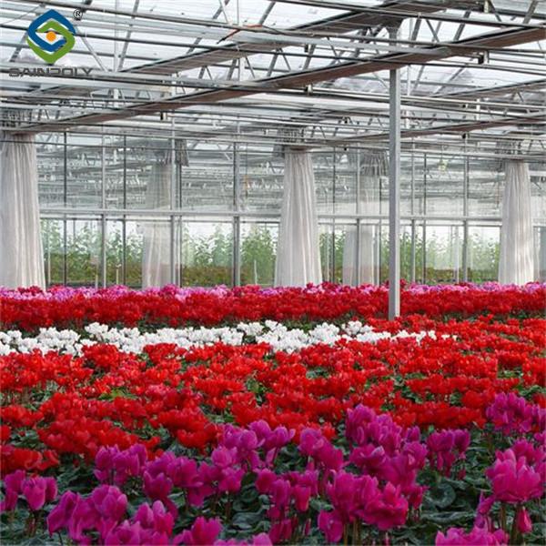 Quality Flower Farm Greenhouse With Galvanized Steel Space Grid Frame Automated Electric Systems for sale