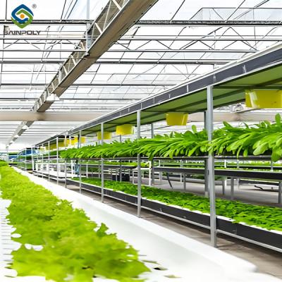 China Large Size Multispan Glass Covering Smart Greenhouse Stable Structure for sale
