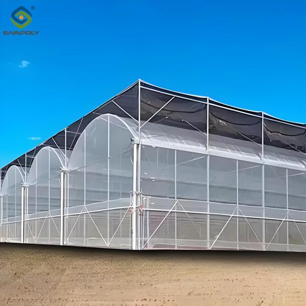 Quality Heavy Duty Commercial Greenhouse With PE PO PEP Film Covering Wind Resistant for sale
