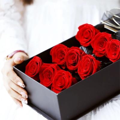 China Luxury preserved rose 9pcs 5-6cm long stem long life rose guns flower box gift for sale