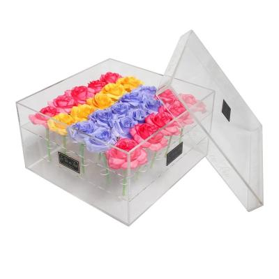 China High End Acrylic Material Preserved Roses 25 Holes Acrylic Boxes for sale