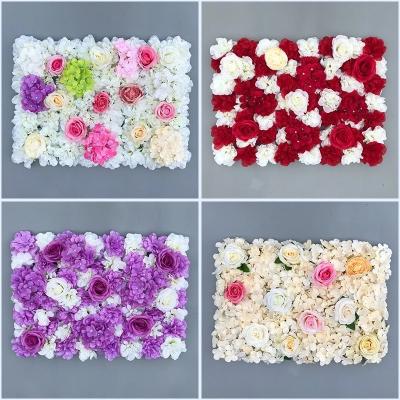 China Real Touch Artificial Flower Panel Silk Rose Wall For Wedding Stage Decoration for sale