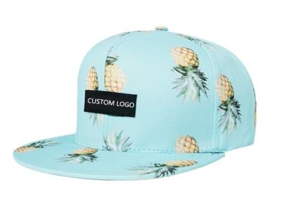 China Pineapple Print Snapback Baseball Caps Custom Logo For Adult / Kids SGS Certification for sale