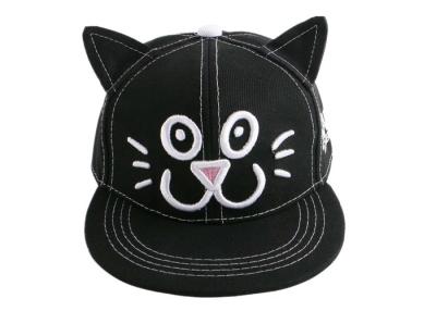 China 3D Embroidery Cat Ear Snapback Baseball Caps Cartoon 6 Panel Brushed Cotton Cap For Kids for sale