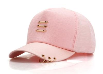 China Hip Hop Custom Made Dad Hats With Ring Hoop Pink Color Polyester Material for sale
