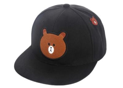 China Hip Hop Black Snapback Baseball Caps With Cartoon Bear Adjustable Size for sale