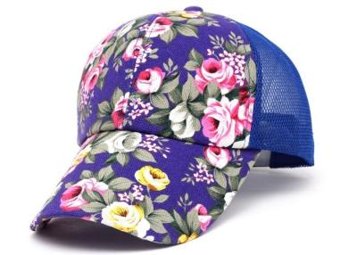 China Flower Breathable Mesh Trucker Cap Acrylic Material Adjustable Size For Sports for sale