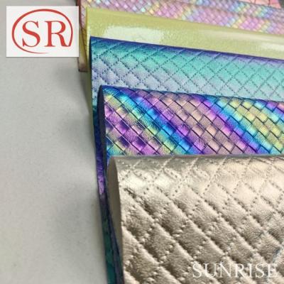 China Vintage Two-Tone Color Knitting Artificial Faux Leather Fabric Shoe Jewel Pack Bag Luggage New PVC Weave Pattern Emboss PU Sofas for sale