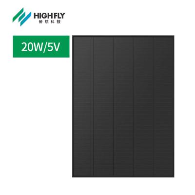 China Highfly EU Warehouse 20W/5V Glass Bifacial PV Module Full Black Solar Panel for sale