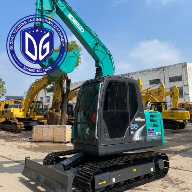 Kobelco SK75 excavator working on construction site