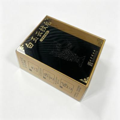 China Gold Foil Stamping PET Sleeve Gift Boxes With Clear Window Velvet Pearl Cotton Insert for sale