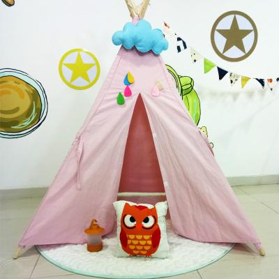 China 100% Cotton Canvas Kids Tipi Play House Teepee Kids Play Tent With Natural Wooden Pole for sale